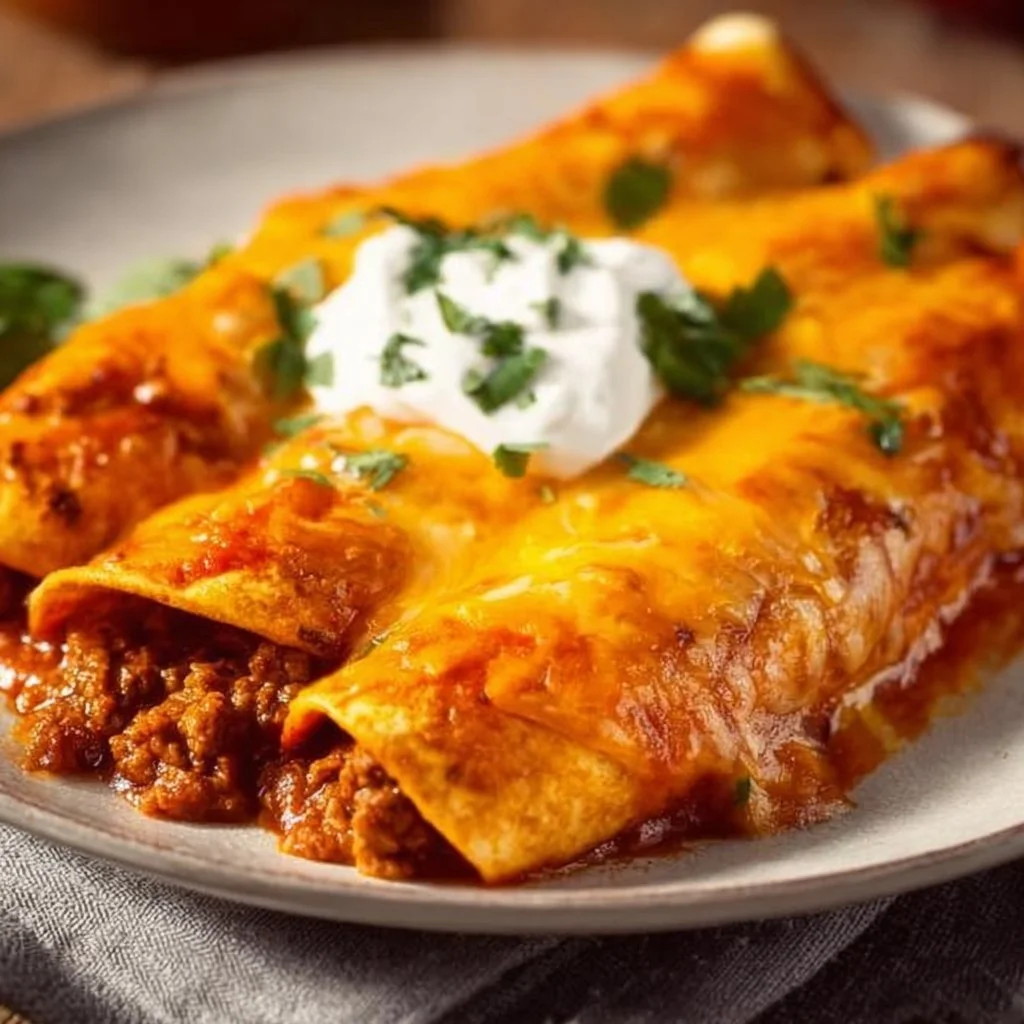 Cheesy Ground Beef Enchiladas