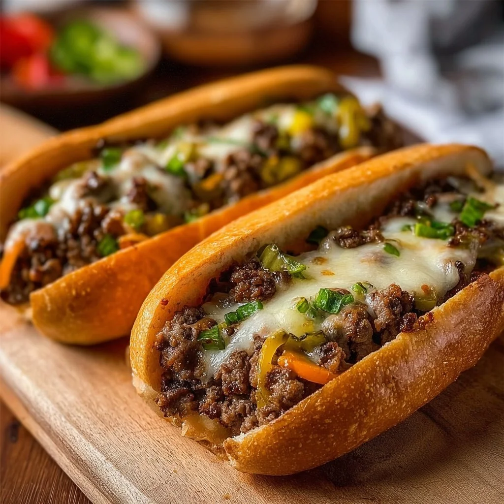Ground Beef Philly Cheesesteaks